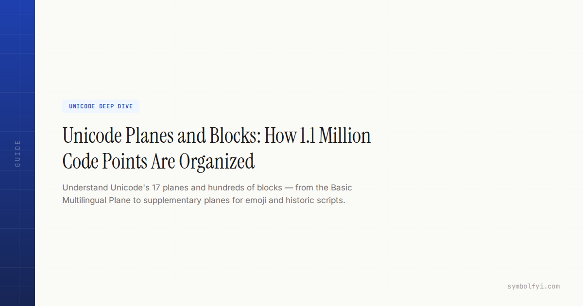Unicode Planes and Blocks: How 1.1 Million Code Points Are Organized ...