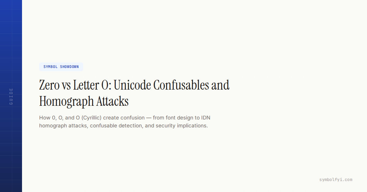 Zero vs Letter O: Unicode Confusables and Homograph Attacks — SymbolFYI